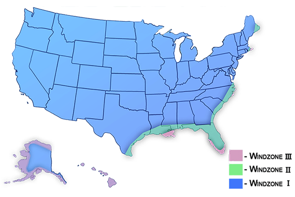USA Wind Zone I, II & III Map | Oliver Technologies, Inc.